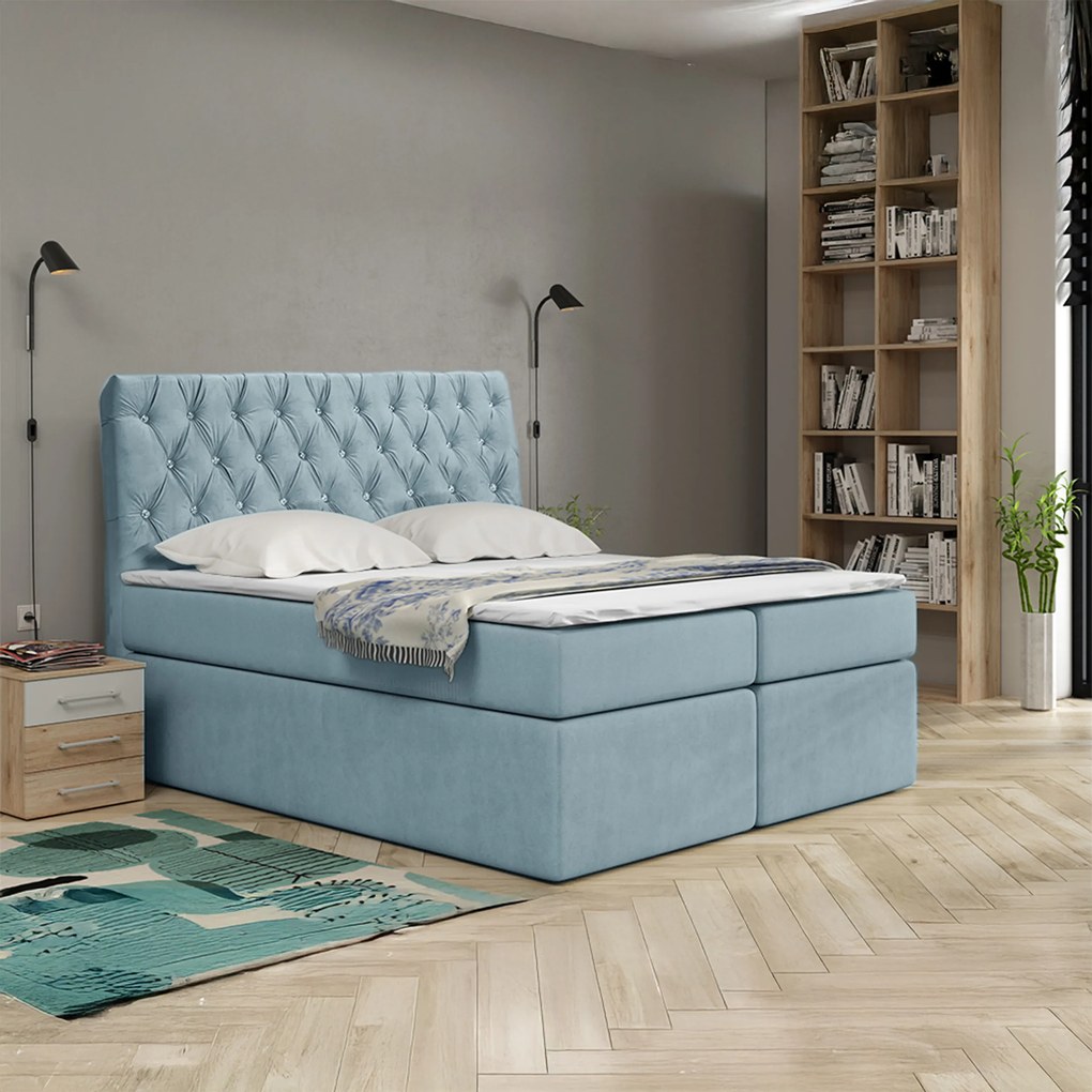 Eka Kontinentální čalouněná postel Luxurious - Cassablanca (120x200 cm) Barva látky Trinity: Modrá (Trinity 2313)