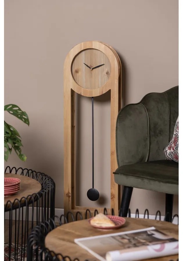 Přírodní dřevěné stojací hodiny Reccia - 28*10*100 cm / 1*AA