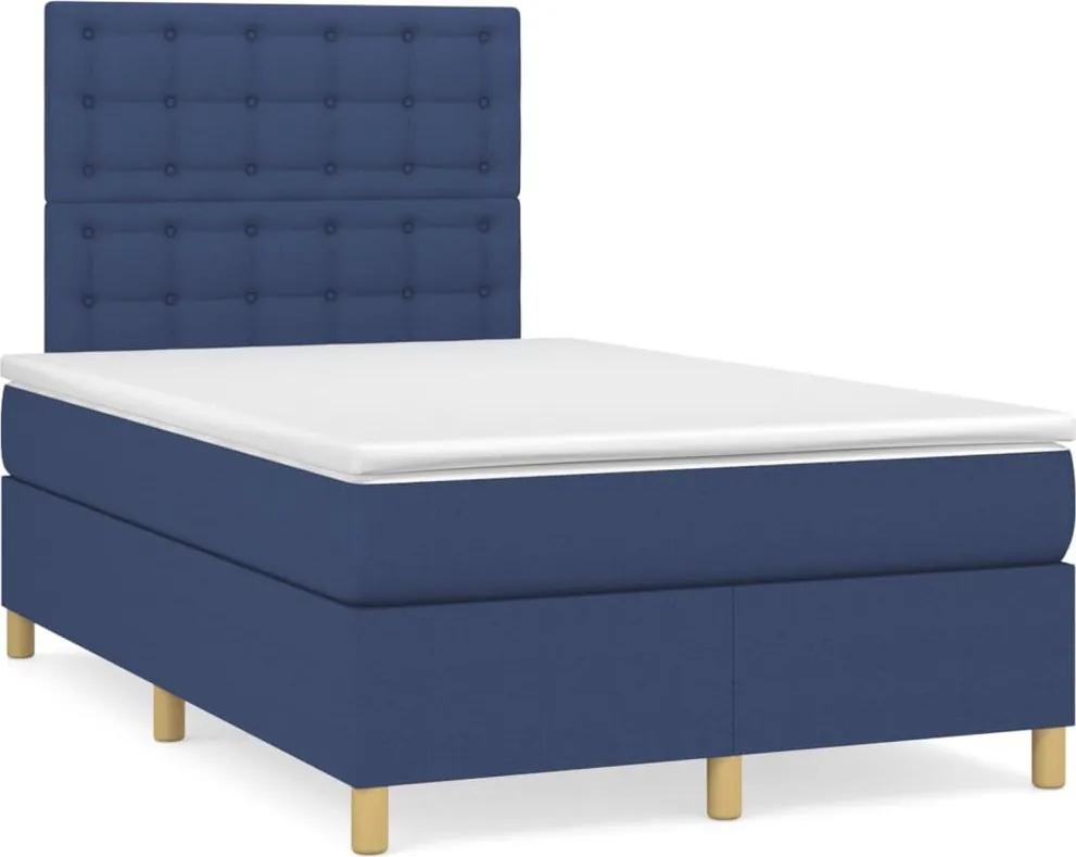 vidaXL Box spring postel s matrací 120x200 cm textil [3142647] Barva: Modrá