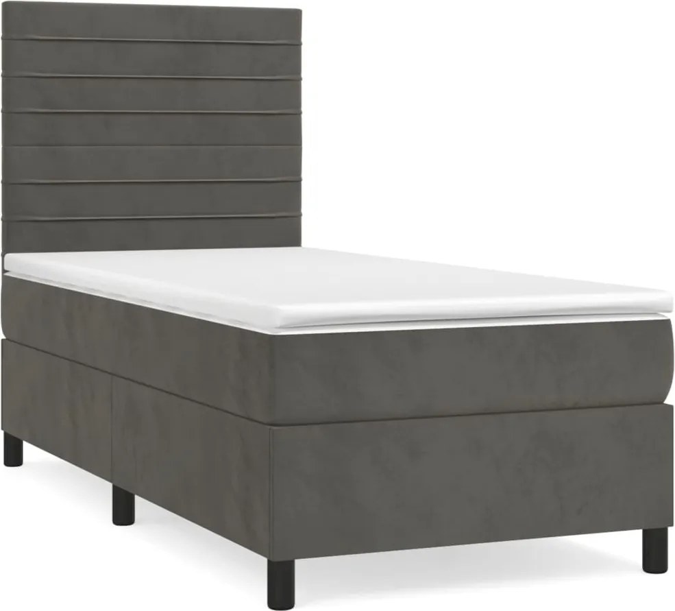 Box spring postel s matrací tmavě šedá 90x200 cm samet 3143062