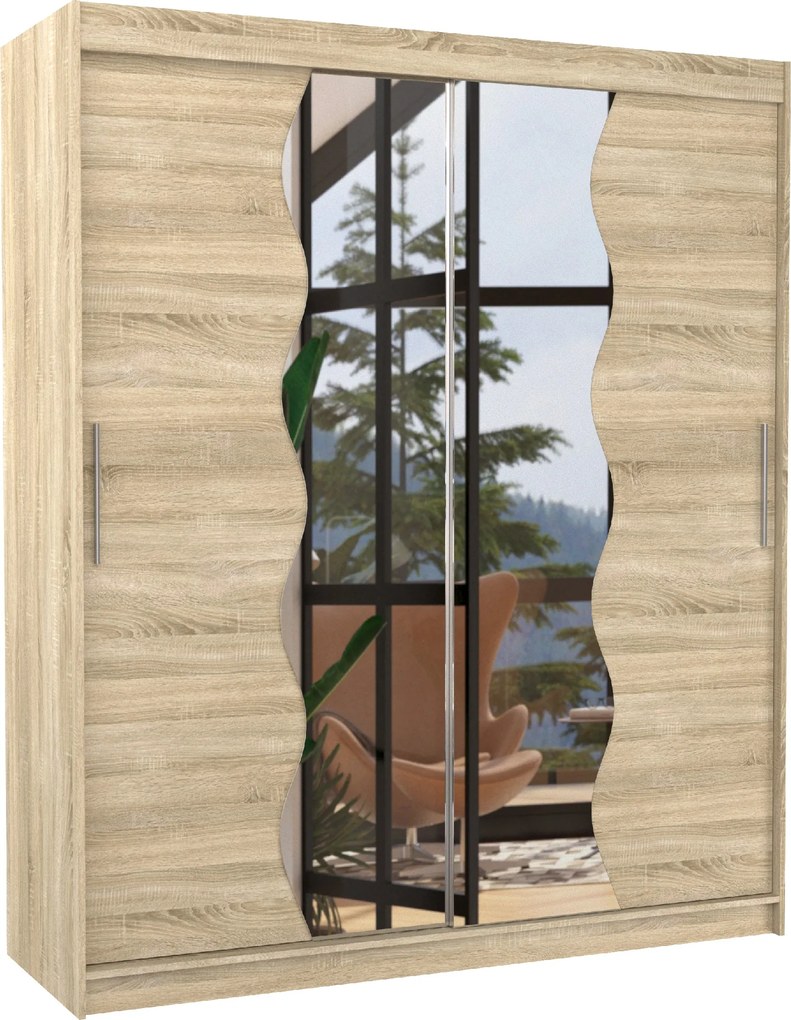 ADRK Furniture Posuvná skříň s zrcadlem KANSAS 180