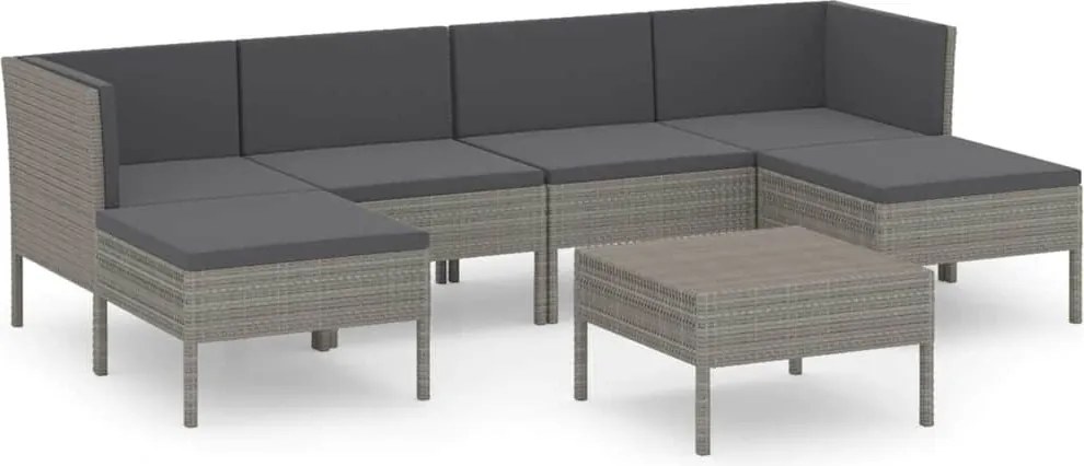 7dílná zahradní sedací souprava s poduškami polyratan šedá 3094538
