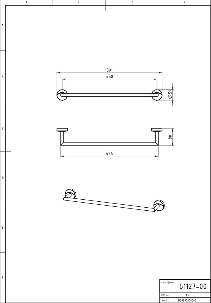 Novaservis - Držák ručníků 500 mm Metalia 11 chrom, 0127,0