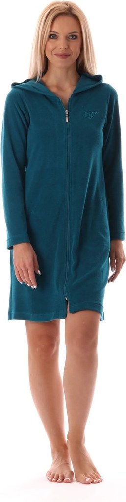 Krátký dámský župan na zip Bari 38 64 6450 deep lagoon - XXL