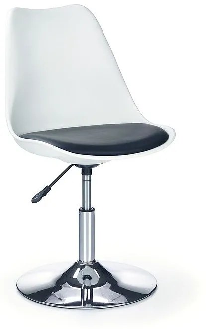 Dětská židle s otočnou podnoží Salie 4, chromovaná ocel + ekokůže + PVC, bílá / černá