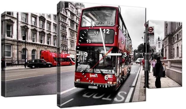 Tištěný obraz s hodinami Současný londýnský červený autobus 80x40cm ZP1063A_3AX
