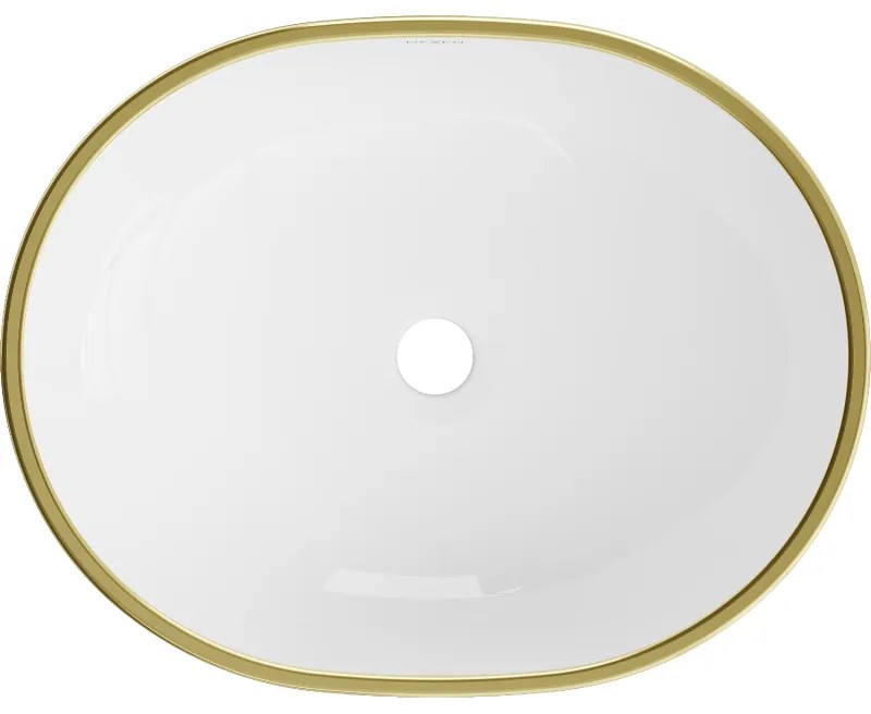 Mexen Viki umyvadlo na desku 48 x 35 cm, bílá/zlatý okraj - 21054805