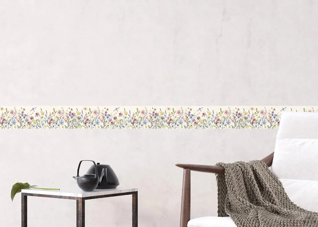 Samolepící bordura na zeď Divoká Akvarelová Flóra | 5 m x 13.8 cm | DWB8457