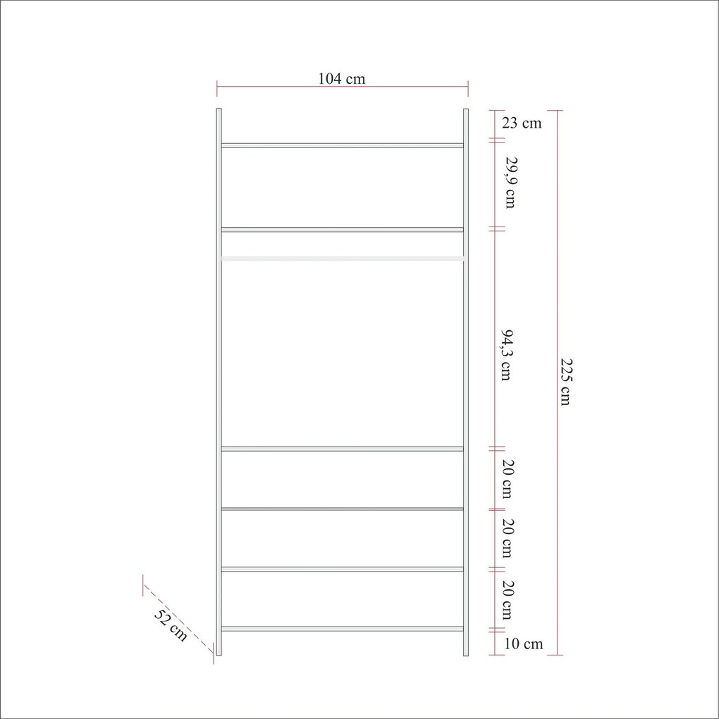 Šatní skříň Dynamic 104 cm borovice Atlantic/černá