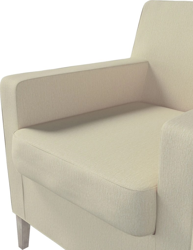Potah na křeslo IKEA Karlstad barva krémová látka lesklé, pletený vzor