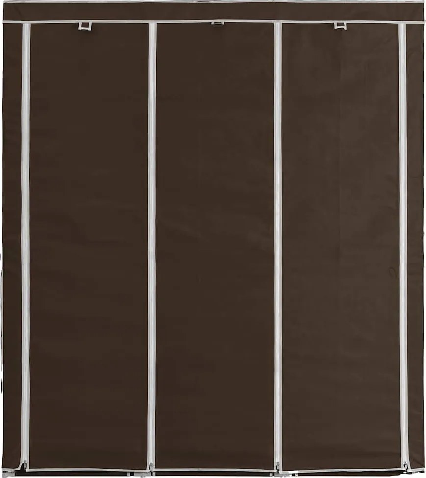 Šatní skříň s přihrádkami a tyčemi hnědá 150x45x175 cm textil 282454