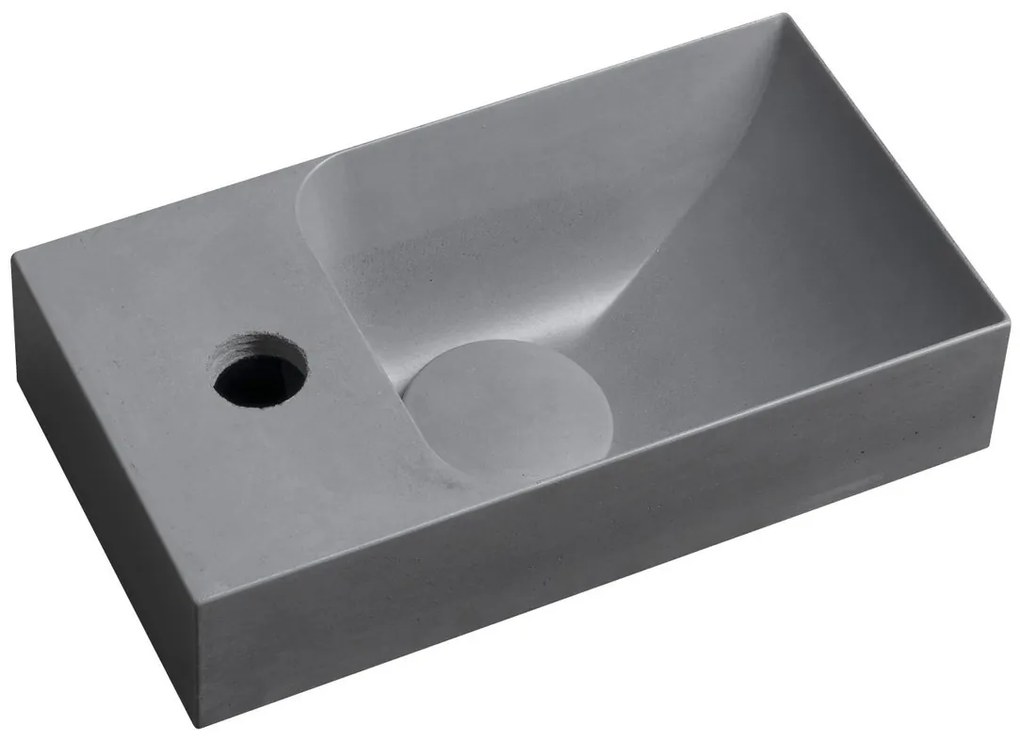 Sapho Sapho, PICCOLINO betonové umyvadlo 30,8x17cm, baterie vlevo, šedá, PK30017