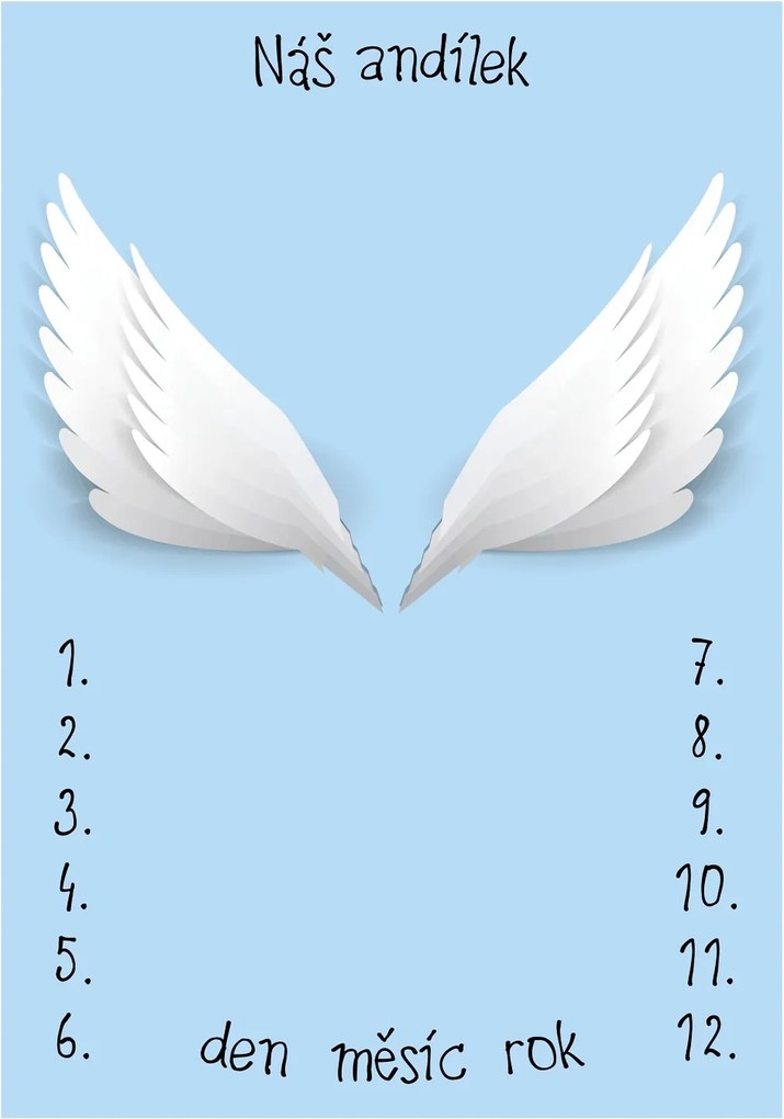 Milníková deka na focení miminek Andělská křídla modrá