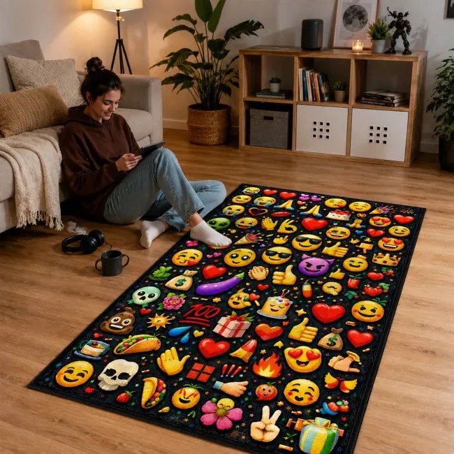 Protiskluzový herní koberec Emoji 3D