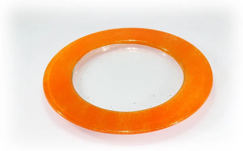BDK-GLASS Kulaté talíře BAND - s oranžovým okrajem Průměr: 20cm