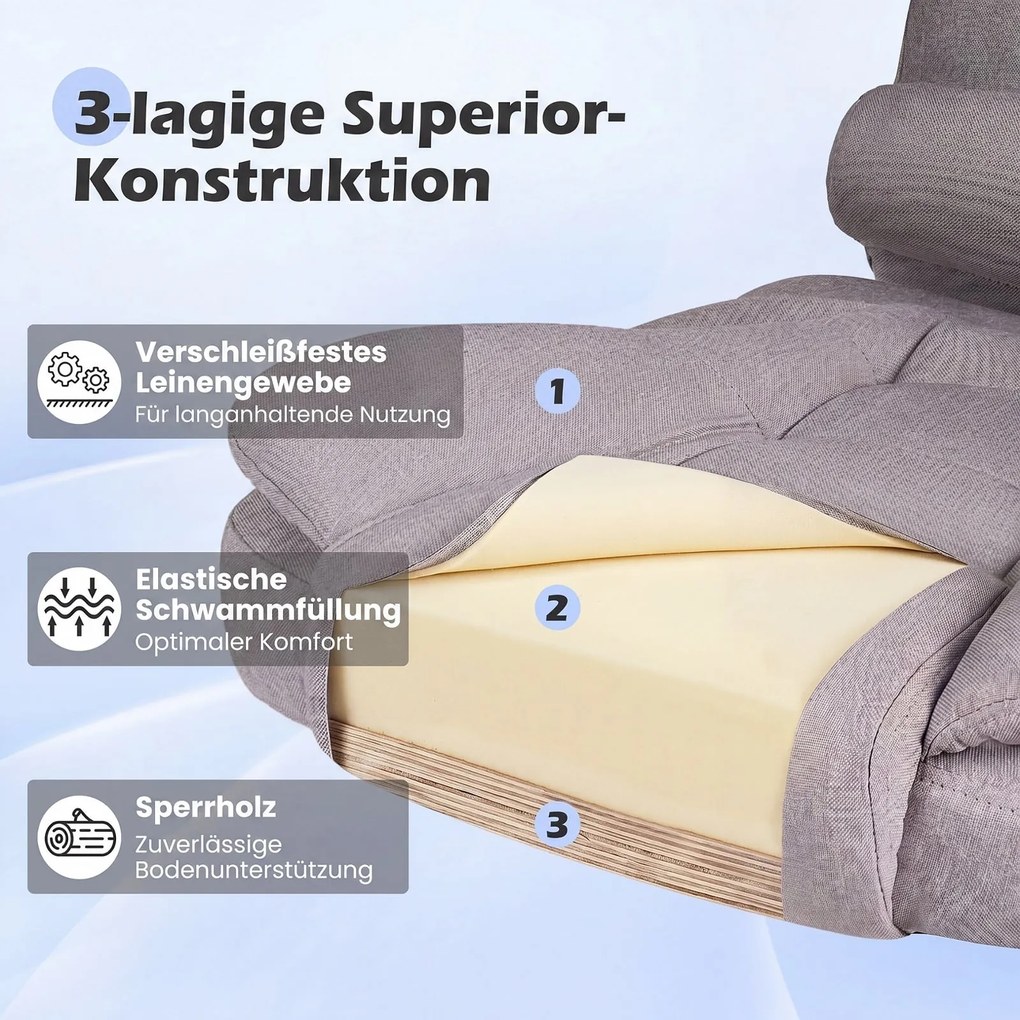 Costway Ergonomická manažerská židle s kolečky, nastavitelnou výškou – šedá