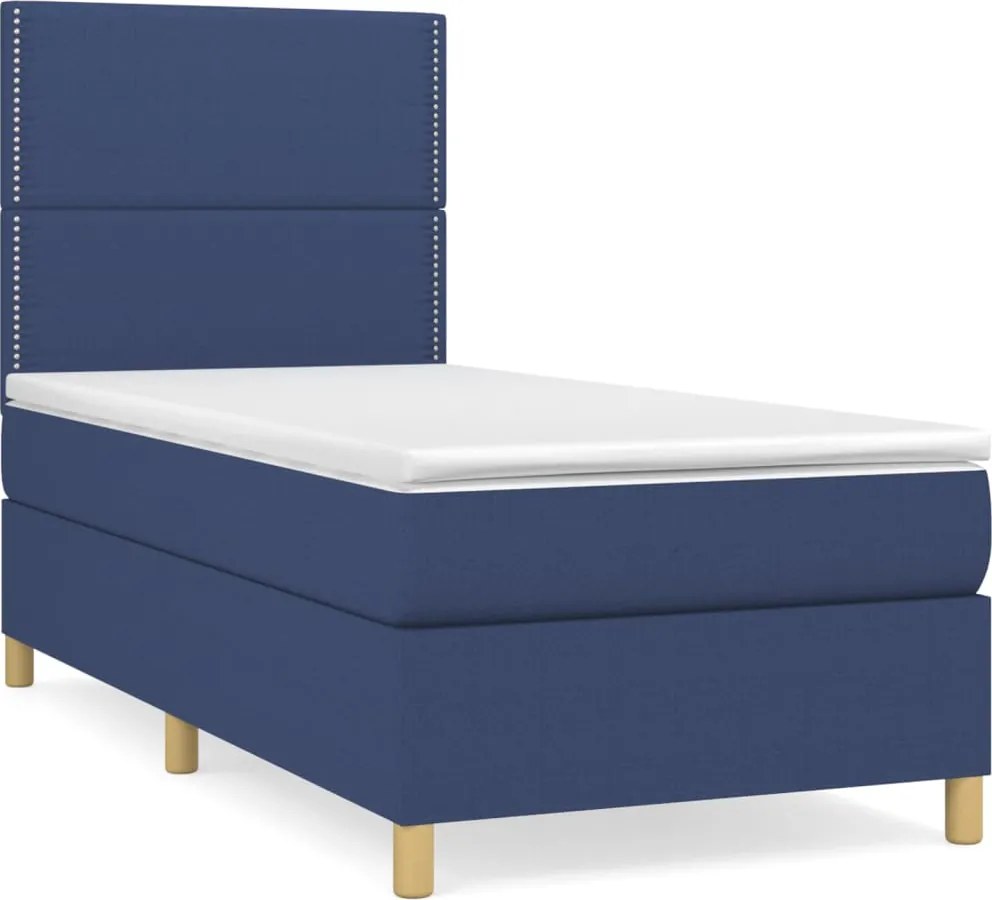 Box spring postel s matrací modrá 100 x 200 cm textil 3142239