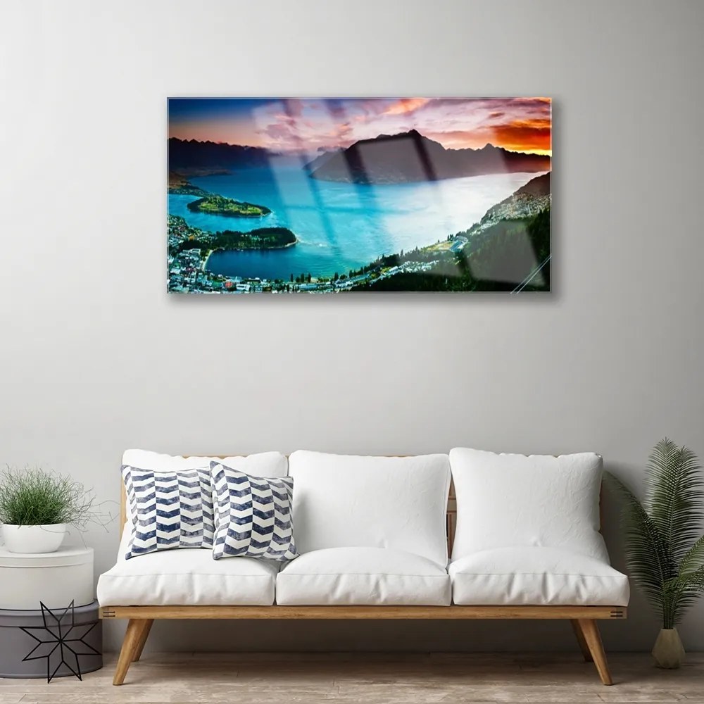 Obraz na skle Poloostrov Hory Krajina 120x60 cm