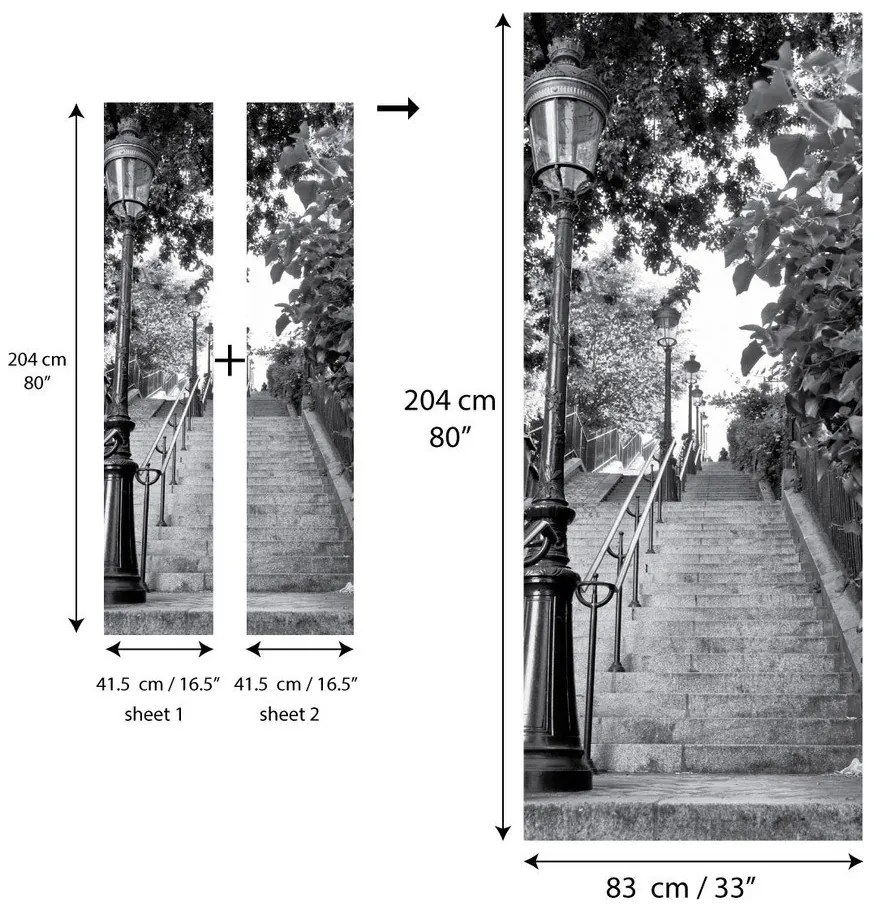Adhezivní samolepka na dveře Ambiance Parisian Stairs