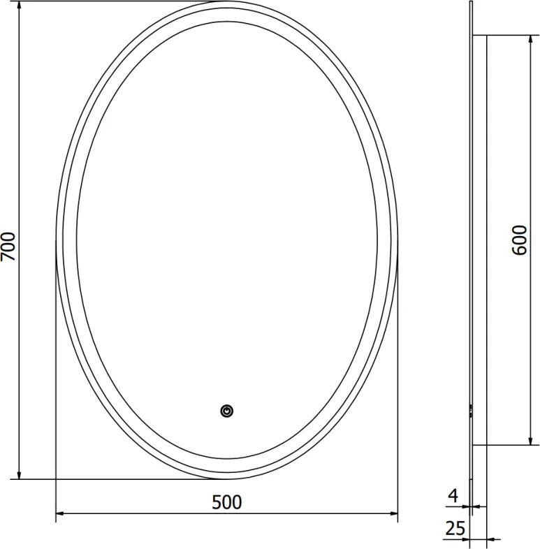 Mexen Elz, LED koupelnové zrcadlo s podsvícením 50 x 70 cm, 6000K, ochrana proti zamlžování, 9802-050-070-611-00