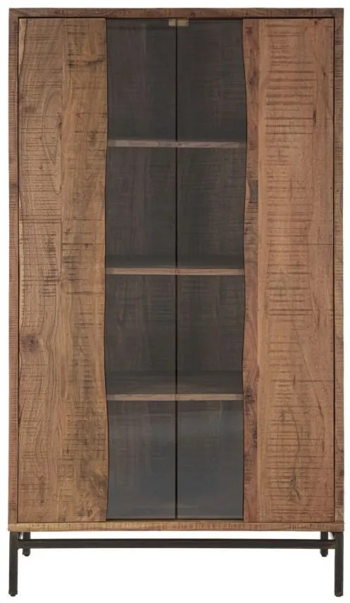 Prosklená knihovna/vitrína Mauro Ferretti Ytaro, 100x40x185 cm, hnědá/černá