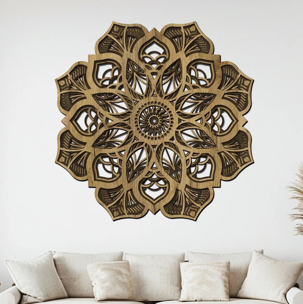 dřevo života 4 vrstvá mandala Zářivá radost Zvolte rozměr (cm): 95, Zvolte barevný dekor: dub zlatý