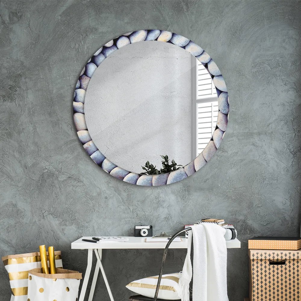 Kulaté dekorativní zrcadlo Kolo mořských kamenů fi 90 cm