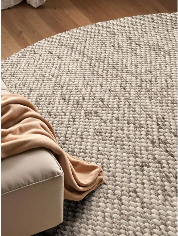 Béžový/v přírodní barvě ručně tkaný vlněný kulatý koberec ø 200 cm Lyon Beans – Elle Decoration