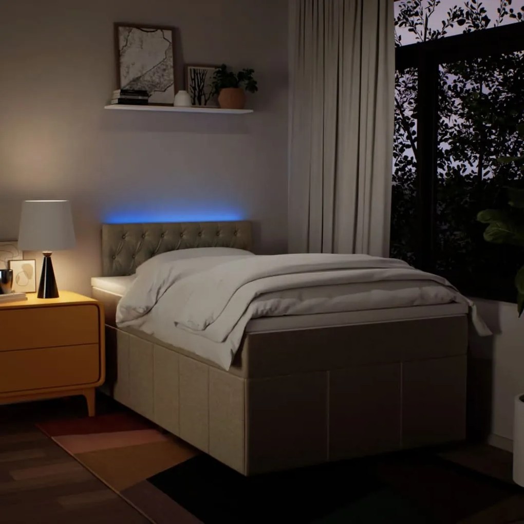 Box spring postel s matrací krémová 120x190 cm textil 3289319
