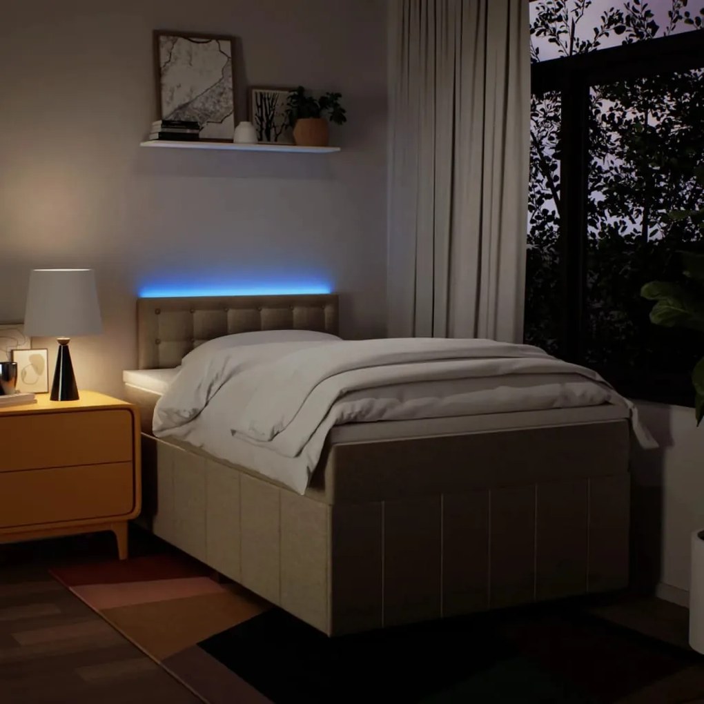 Box spring postel s matrací krémová 120x190 cm textil 3289326