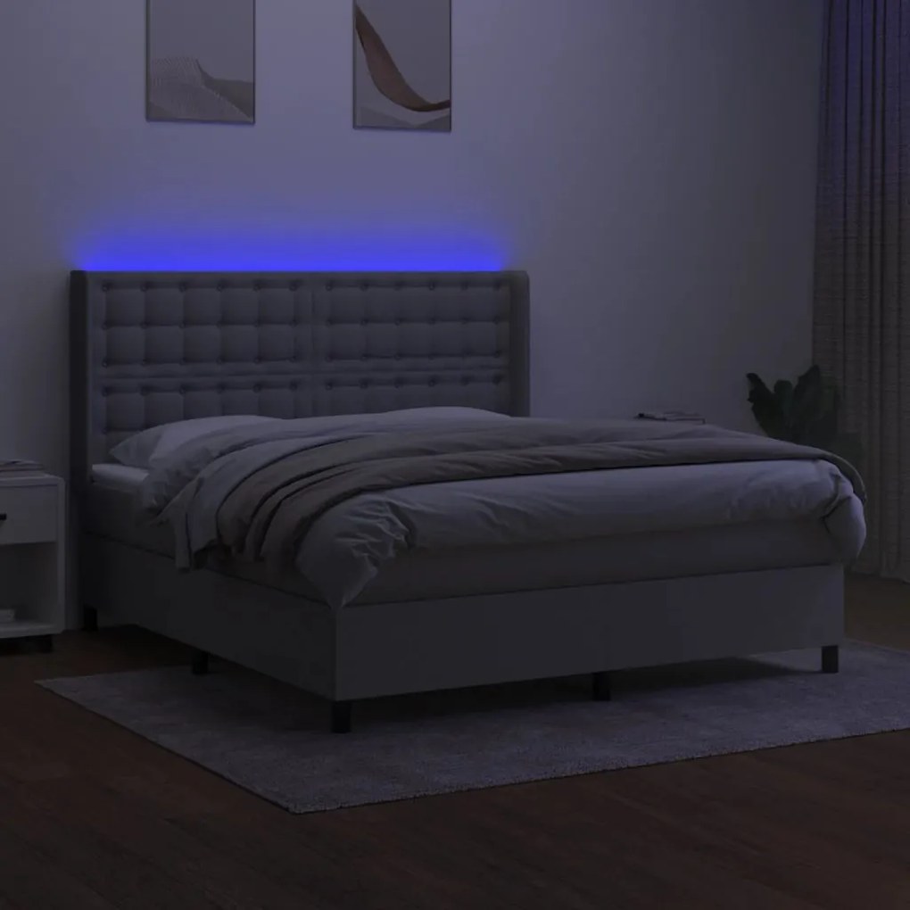 Box spring postel s matrací a LED světle šedá 180x200 cm textil 3138653