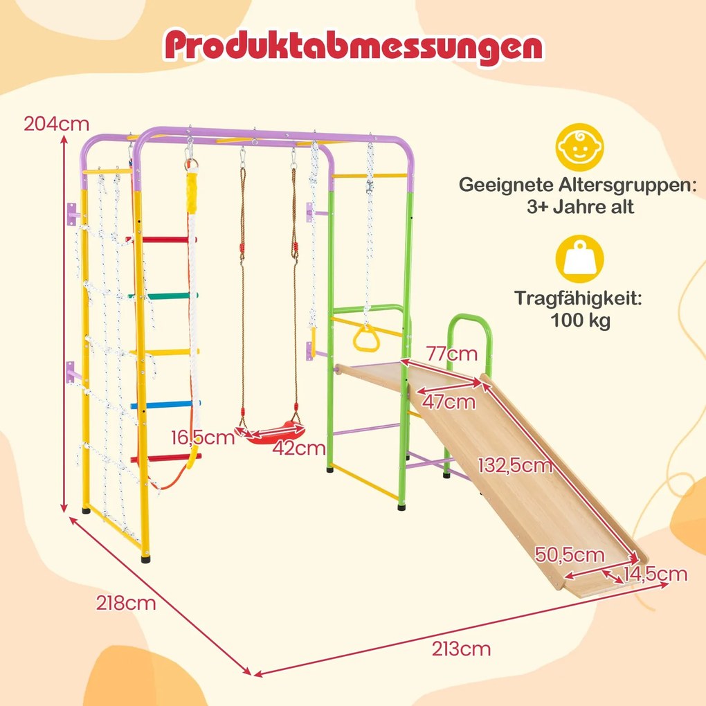 Costway 8 v 1 Prolézačka lezecká stěna a opice a žebřík a lano a gymnastický