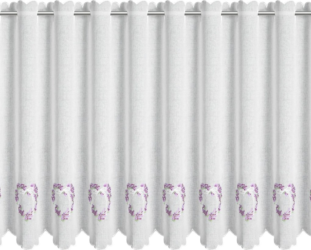 KRÁTKÁ ZÁCLONA NA POUTKÁCH LAVENDER 145X70 CM KVĚTY