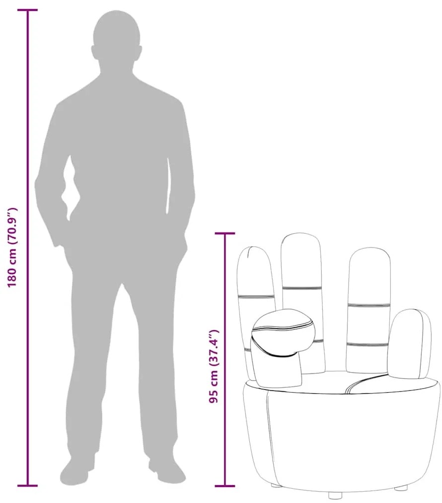 vidaXL Marketos Křeslo ve tvaru ruky šedé samet