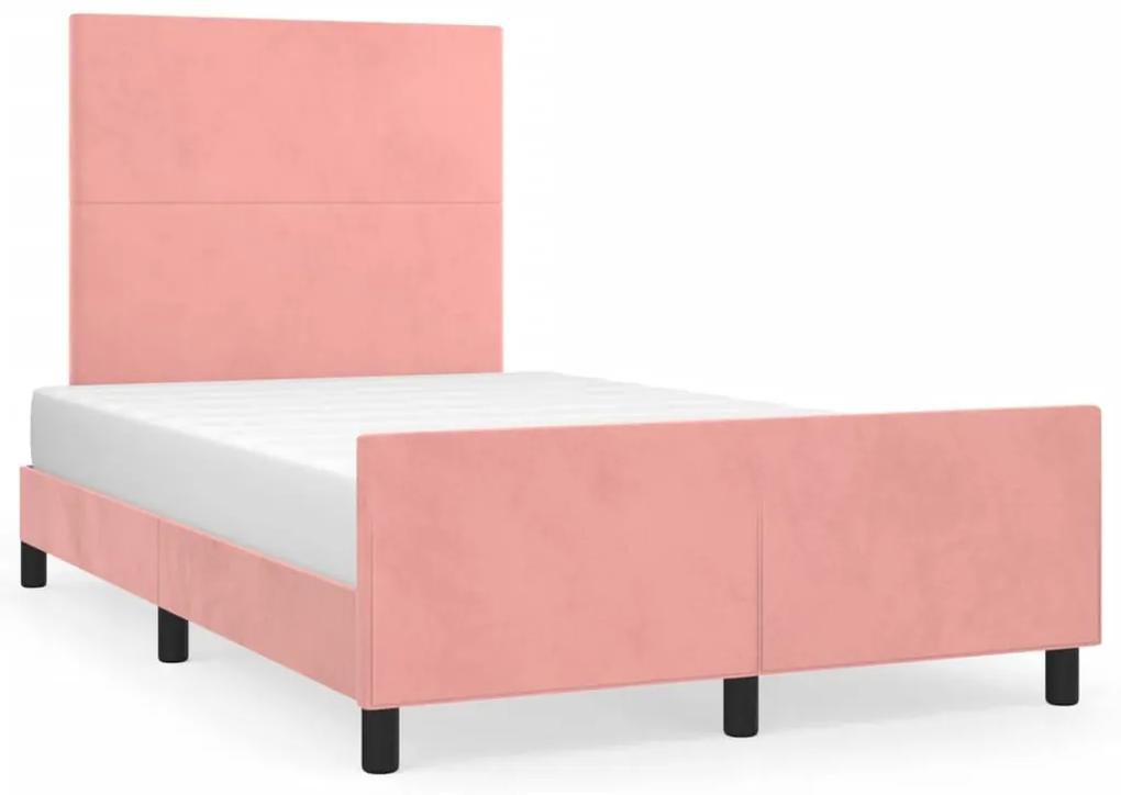Rám postele s čelem růžový 120 x 190 cm samet,  3270571