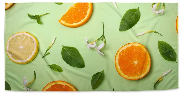 Ručník SABLIO - Citrus a květ 50x100 cm