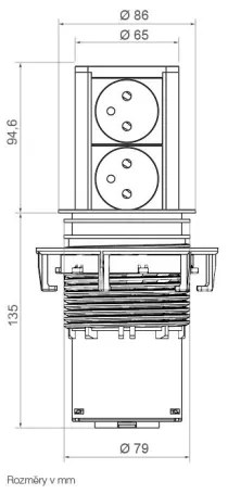 Výsuvný sloupek BACHMANN 928.007 Elevator 2 zásuvky 230V