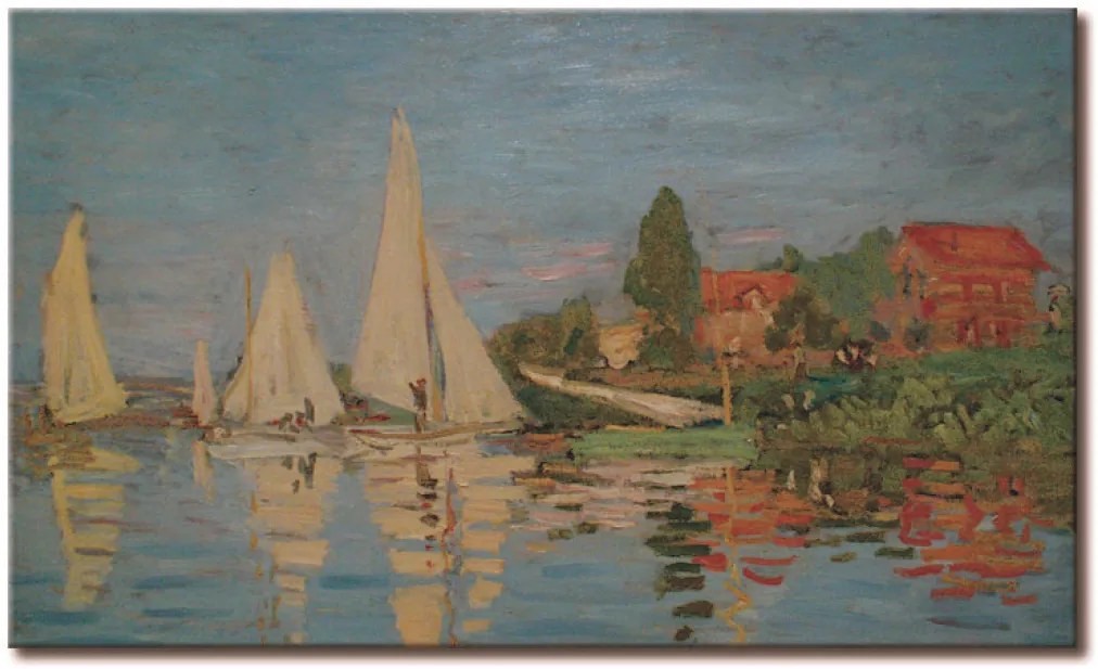 Obraz Regaty v Argenteuil (1-dílný) - krajina s plachetnicemi na jezeře