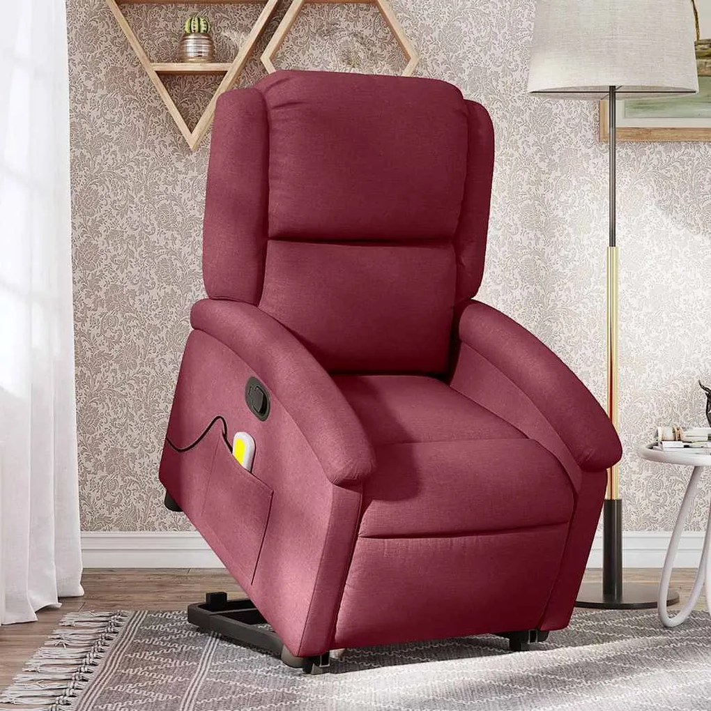 Zvedací polohovací křeslo vínové textil 3204167