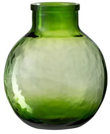 Skleněná zelená,transparentní váza baňka  - Ø 24*31 cm