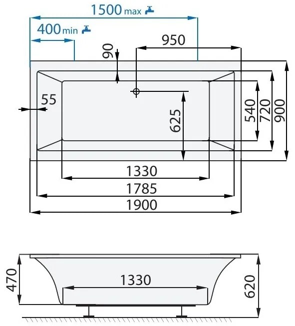 Santech VARIA 190 x 90 cm SAVAR190 vana akrylátová