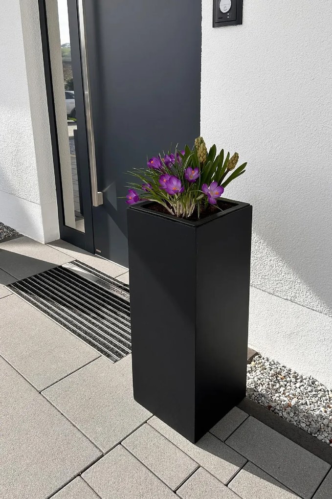 Květináč BLOCK, sklolaminát, výška 75 cm, antracit