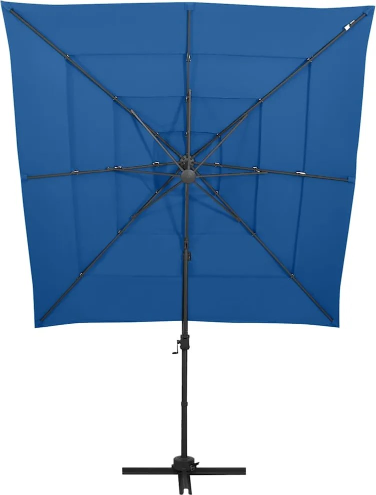 4stupňový zahradní slunečník hliníková tyč azurový 250 x 250 cm 313827