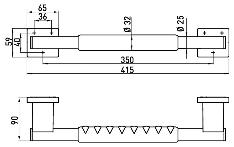 Emco System 2 - Madlo k vaně 415 mm, černá-chrom 357021200