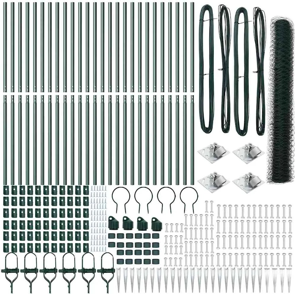 Hexagonální plot s podpěrou 50 x 1,4 m Ocel potažená PVC Zelená 3353141