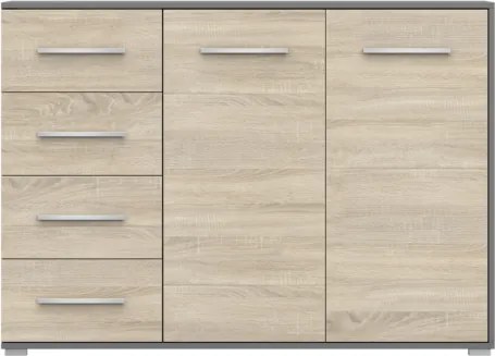 IDZ Komoda FRIDA 2D4S 01, 135 cm Dub Sonoma / Grafit