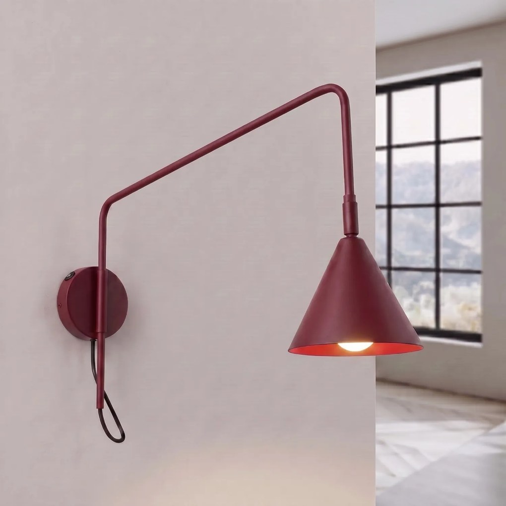 Sollux Lighting Nástěnné svítidlo NOX 1 bordó s vypínačem
