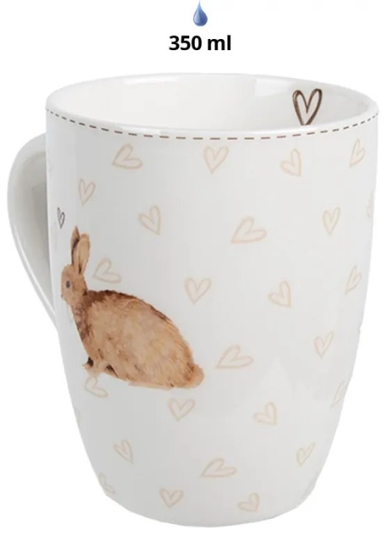 Porcelánový hrnek se vzorem králíčka se srdíčky Bunnies in Love – 350 ml