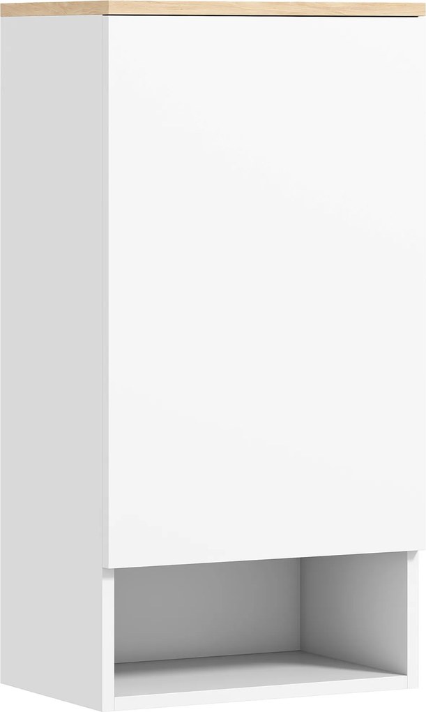 HOMCOM Koupelnová skříňka, nástěnná skříňka s dveřmi, nastavitelnými policemi, rozměry 40 x 27 x 77 cm, bílá | Aosom