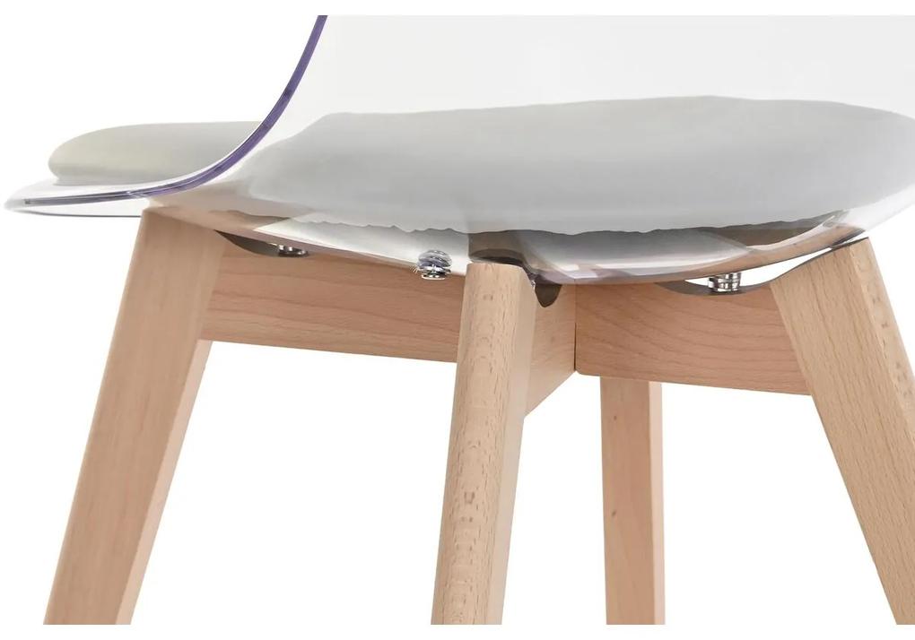 DKD Home Decor Šedá dřevěná jídelní židle s polykarbonátovým sedákem (54 x 47 x 81 cm)